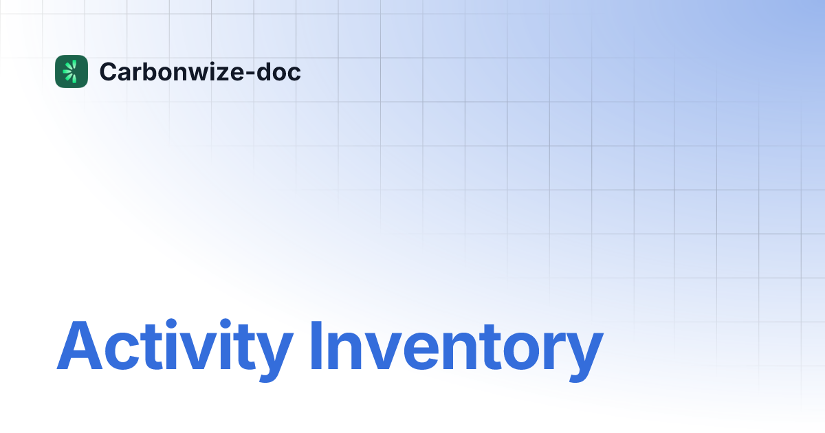 Activity Inventory | Carbonwize-doc