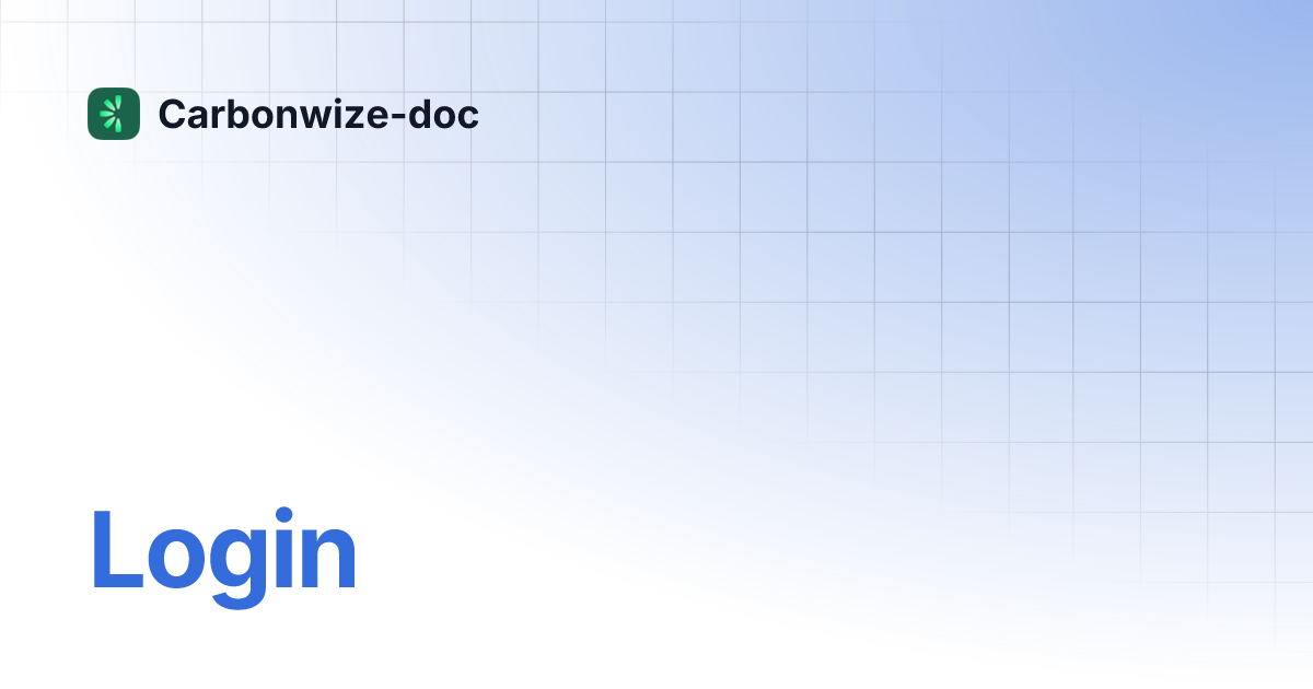 Login | Carbonwize-doc